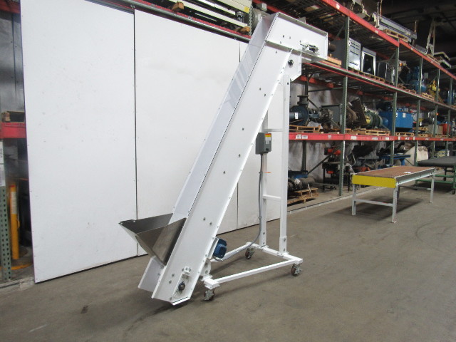 120"x8" Vertical incline Cleated Conveyor 100" Discharge 37FPM 230/460V ...