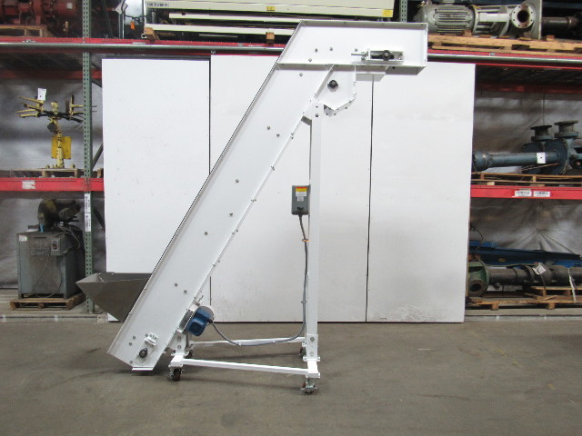 120"x8" Vertical incline Cleated Conveyor 100" Discharge 37FPM 230/460V ...