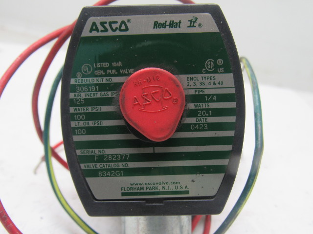 ASCO 8342G1 Red Hat 120V 60Hz 1/4" Port Solenoid Drain Valve | Bullseye ...