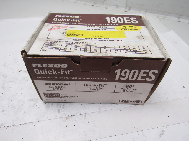 Flexco 190ES Conveyor Belt Fasteners Stainless Steel Box of 25 ...