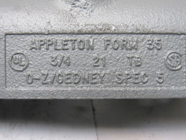 Appleton Form 35 3/4" TB Iron Unilet Conduit Body Type: TB Lot of 6 ...