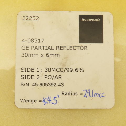 Bystronic 4-08317 30mm x 6mm GE Partial Reflector 30MCC/99.6% PO/AR ...