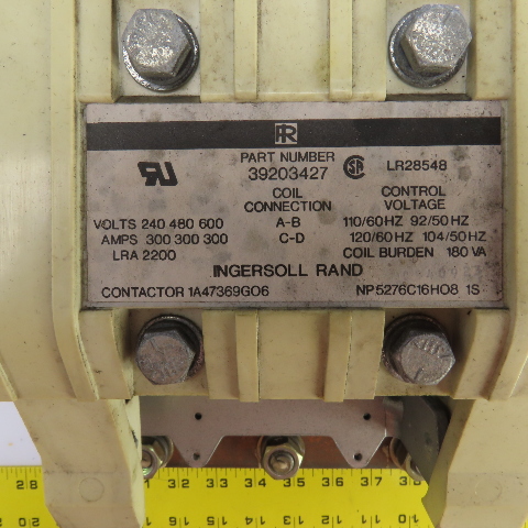 Ingersoll Rand 39203427 1A47369GO6 Contactor 1S 240/480/600V 300A LRA ...