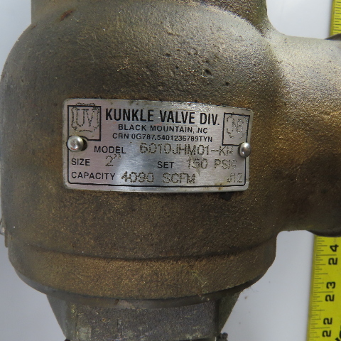 Kunkle 6010JHM01-KM Pneumatic Safety Relief Valve 150PSIG Set 2" NPT ...