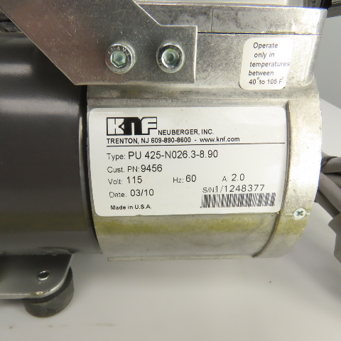 KNF Neuberger PU 425-N026.3-8.90 Dual Head Diaphragm Vacuum Pump 115V 1PH 2A | Bullseye ...