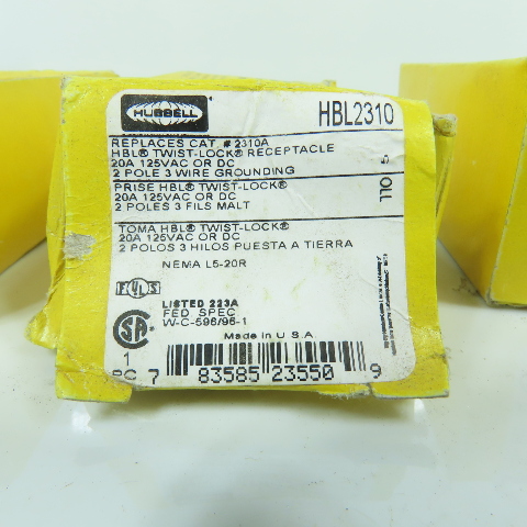 Hubbell HBL2310 20A 125V Twist Lock Flush Receptacle Lot Of 8 ...