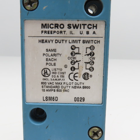 Micro Switch LSM6D 600VAC Heavy Duty Limit Switch | Bullseye Industrial ...