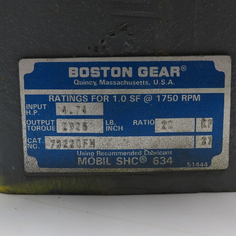 Boston Gear 73220FH 20:1 Ratio Dual Output Gear Reducer 4.74Hp 87.5 RPM ...
