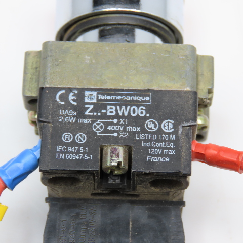 Telemecanique ZB2-BE101 Z-BW06 Amber Illuminated Push Button Switch ...