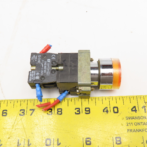Telemecanique ZB2-BE101 Z-BW06 Amber Illuminated Push Button Switch ...