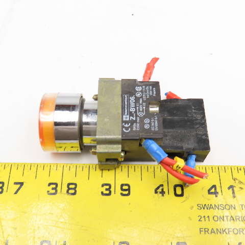 Telemecanique ZB2-BE101 Z-BW06 Amber Illuminated Push Button Switch ...