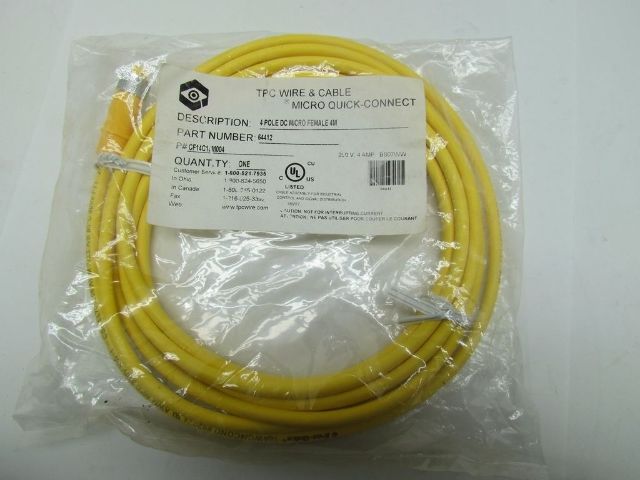 TPC Wire & Cable 64412 CF14C18M004 4 Pole DC Micro Female 4M | Bullseye ...