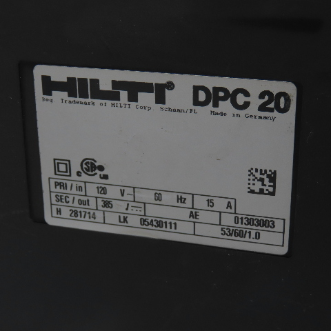 Hilti DPC 20 Power Supply 120V 15A | Bullseye Industrial Sales