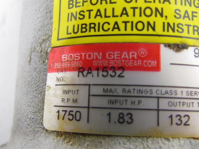 Boston Right Angle Spiral-Bevel Gear Drive Gearbox 2:1 Ratio 1.83Hp ...