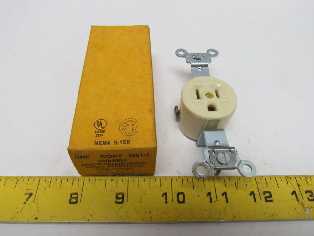 HUBBELL 5251-I Receptacle Single Ivory 15A 125V | Bullseye Industrial Sales