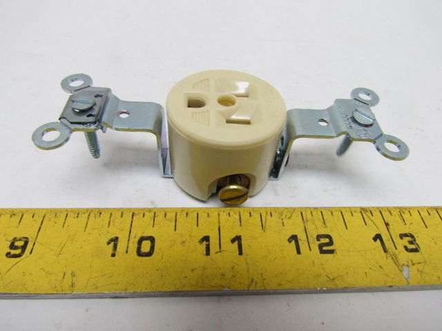 HUBBELL 5251-I Receptacle Single Ivory 15A 125V | Bullseye Industrial Sales