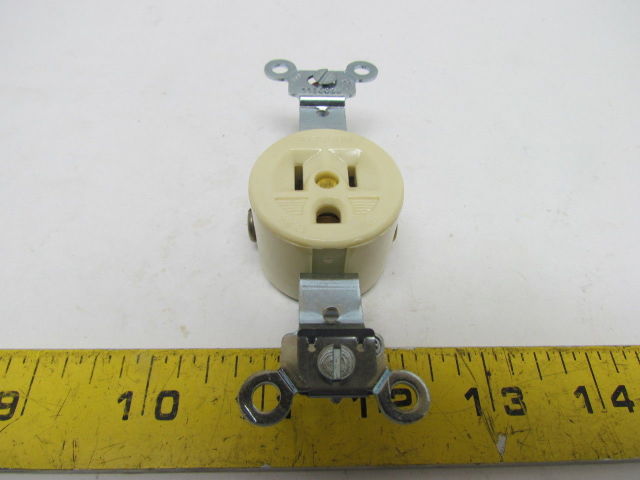 HUBBELL 5251-I Receptacle Single Ivory 15A 125V | Bullseye Industrial Sales