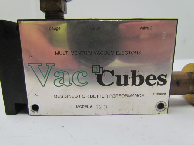 Vac Cubes 120 Multi Venturi Vacuum Ejector w/1/4" NPT Port & 1/2" NPT ...