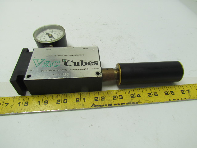 Vac Cubes 120 Multi Venturi Vacuum Ejector w/1/4" NPT Port & 1/2" NPT Port | Bullseye Industrial ...