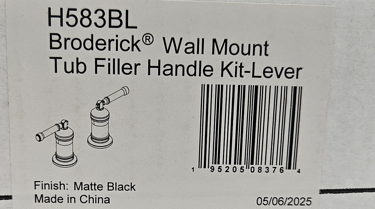 DELTA H583BL WALL MOUNT TUB FILLER HANDLE KIT-LEVER IN MATTE BLACK ...