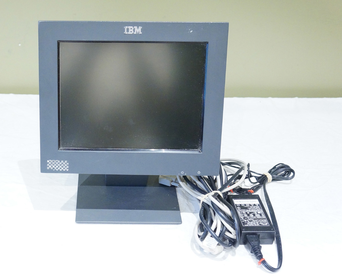 IBM 4820-2GN POS LCD TOUCHSCREEN MONITOR 14J0863 + CABLES & ADAPTER TG ...