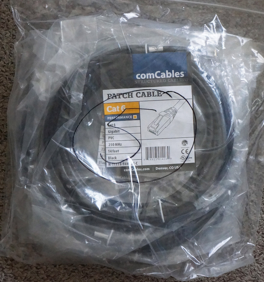 COMCABLES PACKAGE OF 5 * CAT6 GIGABIT 14FT BLACK PATCH / ETHERNET ...