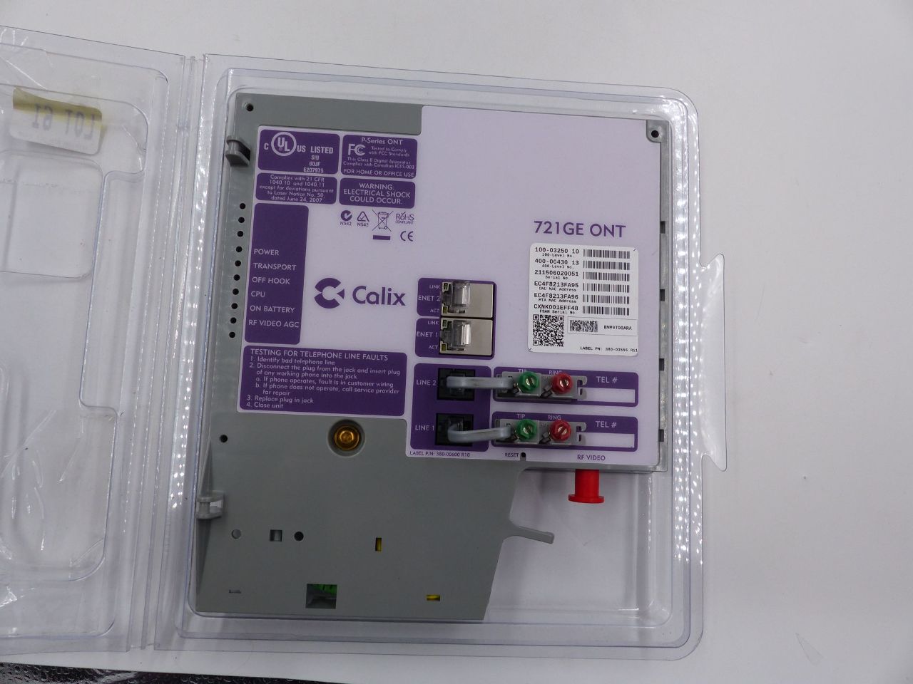 CALIX P-SERIES 380-00600 R10 721GE ONT BVM9T00ARA SFU | MDG Sales, LLC