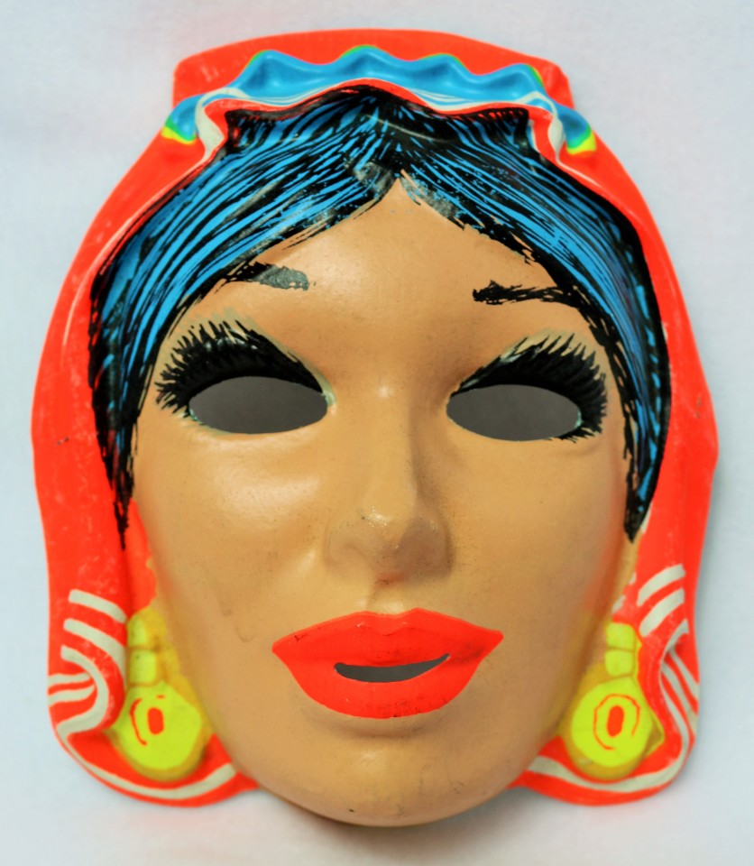 Vintage Gypsy Halloween Mask Zest Costume 1960's 60's Black Light ...