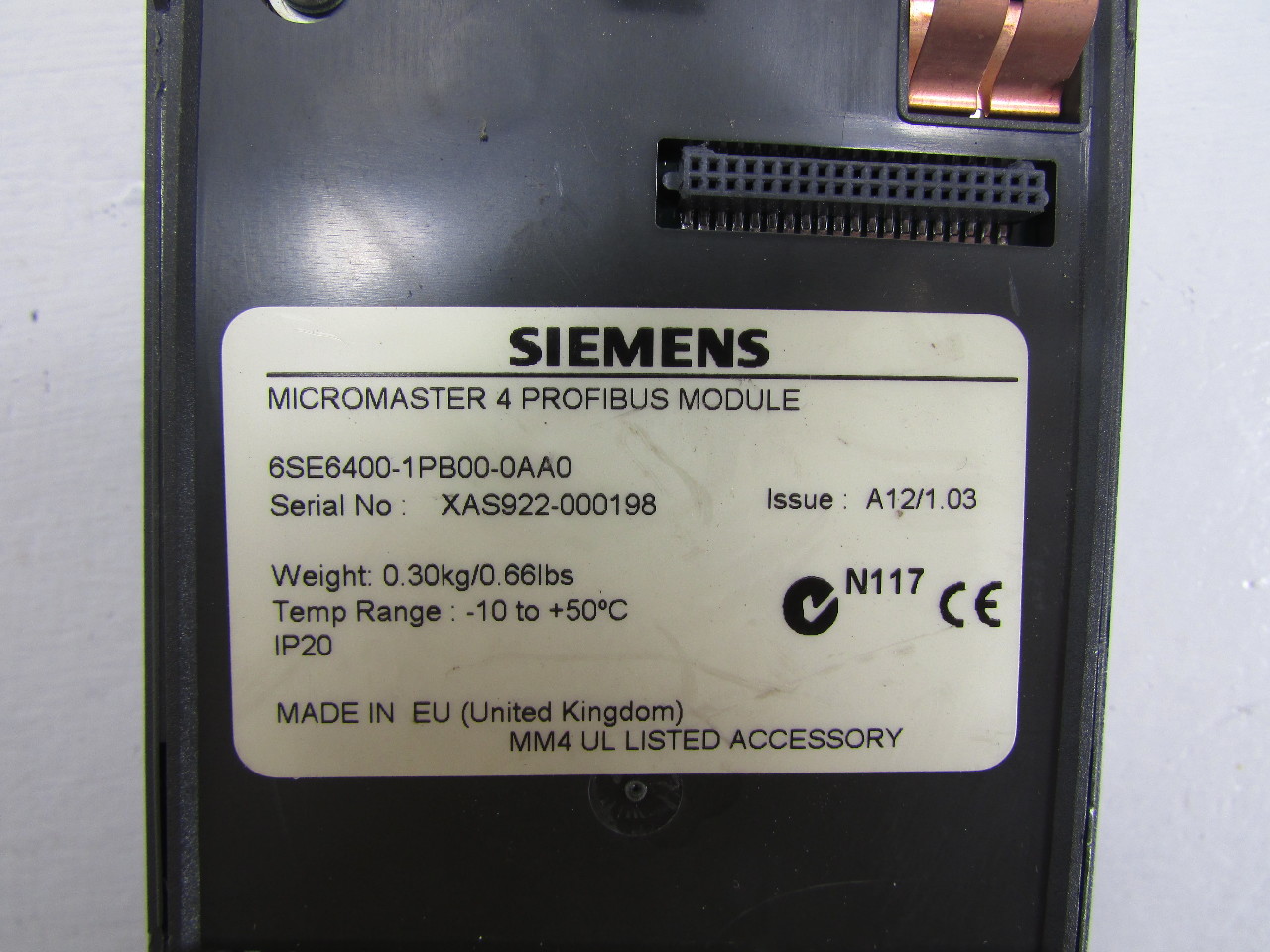 SIEMENS 6SE6400-1PB00-0AA0 MICROMASTER 4 PROFIBUS MODULE | eBay