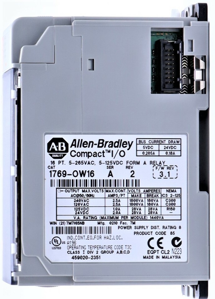 * ALLEN BRADLEY 1769-OW16 COMPACT I/O 16-PT AC/DC RELAY MODULE ...