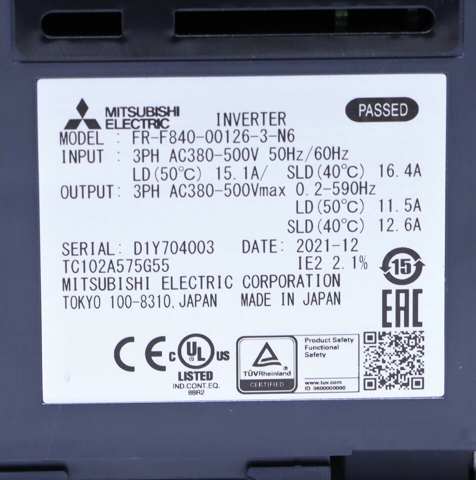 MITSUBISHI FR-F840-00126-3-N6 INVERTER DRIVE 7.5 HP MFG. 2021 | Premier ...