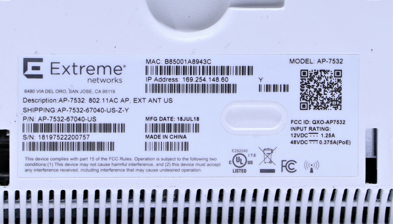 LOT OF 4 EXTREME AP-7532 AP-7532-67040-US-Z-Y WIRELESS ACCESS POINTS ...