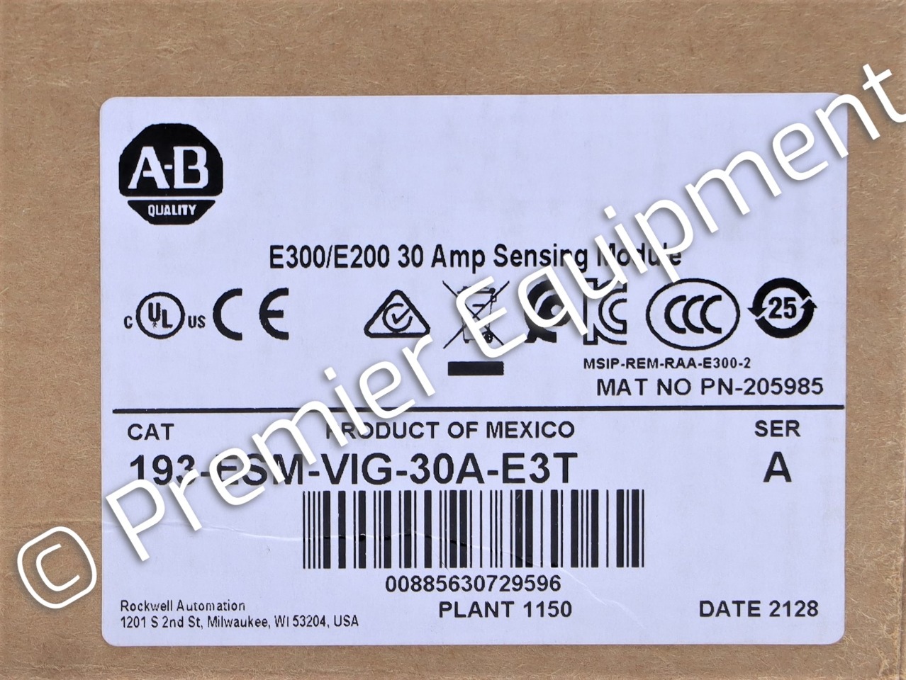* NEW 2021 ALLEN BRADLEY 193-ESM-VIG-30A-E3T E300/E200 60AMP SENSING ...