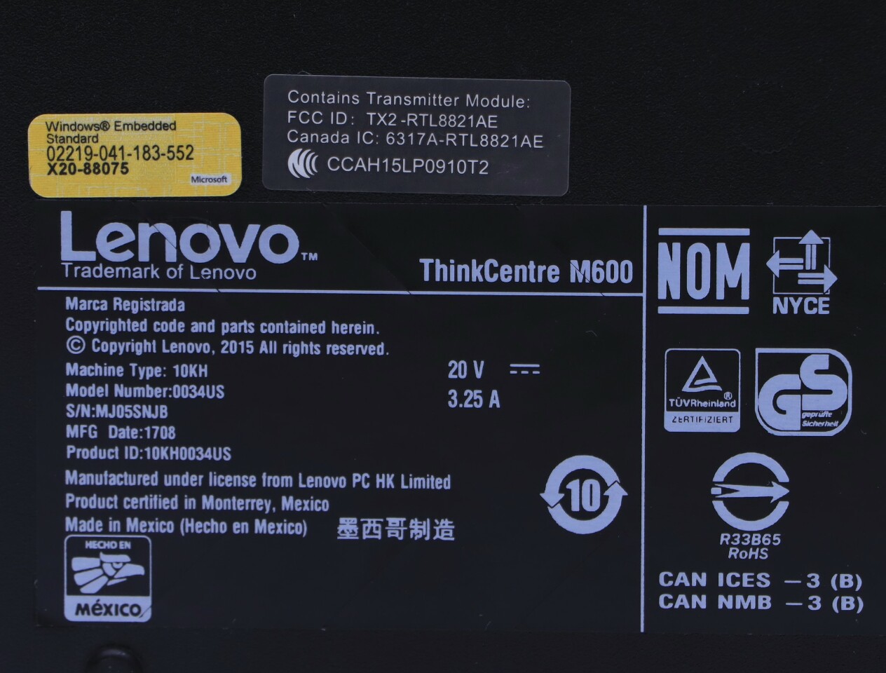 Lenovo ThinkCentre M600 10KH Desktop Celeron | Premier Equipment ...