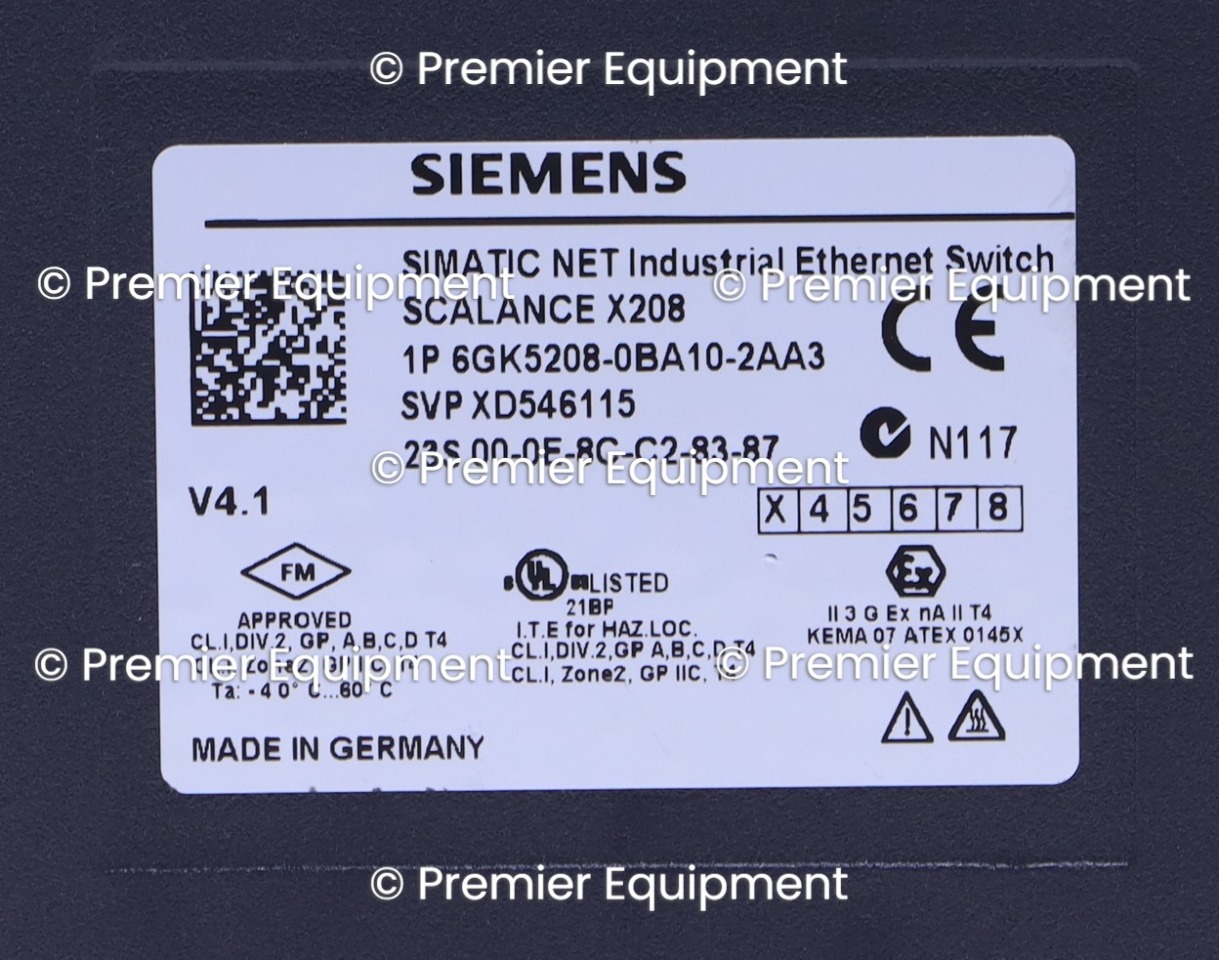 * SIEMENS 6GK5208-0BA10-2AA3 SIMATIC NET SCALANCE X208 ETHERNET SWITCH ...