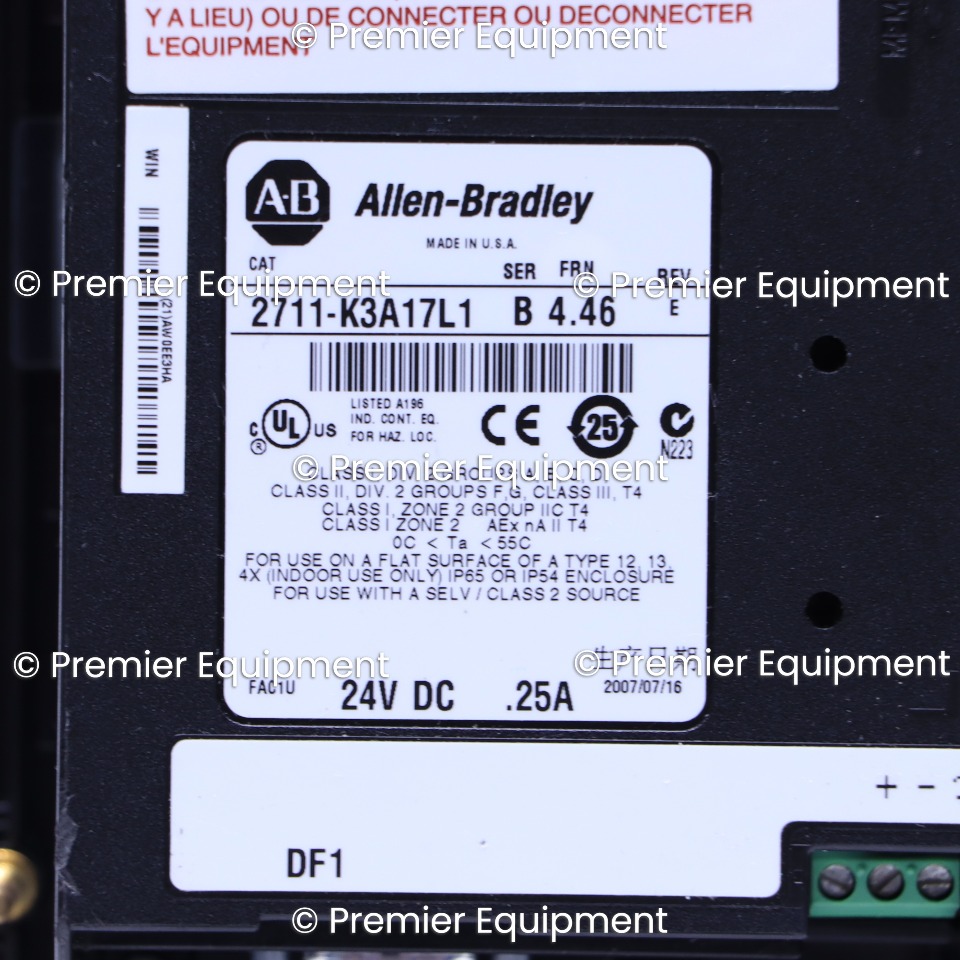 * ALLEN BRADLEY 2711-K3A17L1 /B PANELVIEW 300 3.3" DISPLAY OPERATOR ...