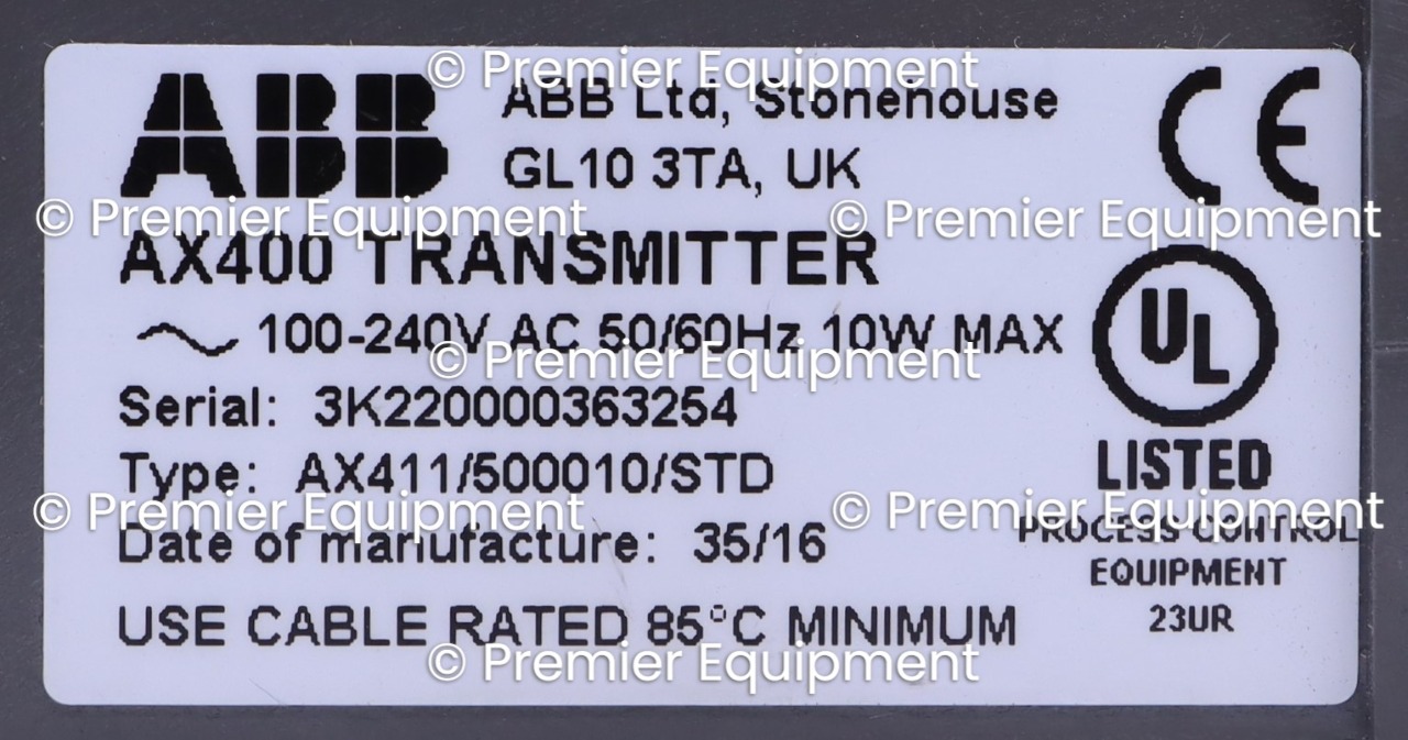 * ABB AX400 AX411/500010/STD TRANSMITTER | Premier Equipment Solutions ...
