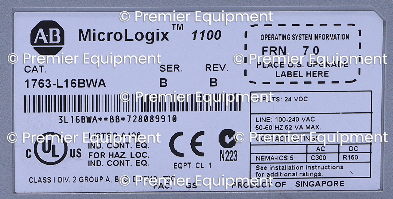 * ALLEN BRADLEY MICROLOGIX 1763-L16BWA SMALL LOGIC CONTROLLER ...