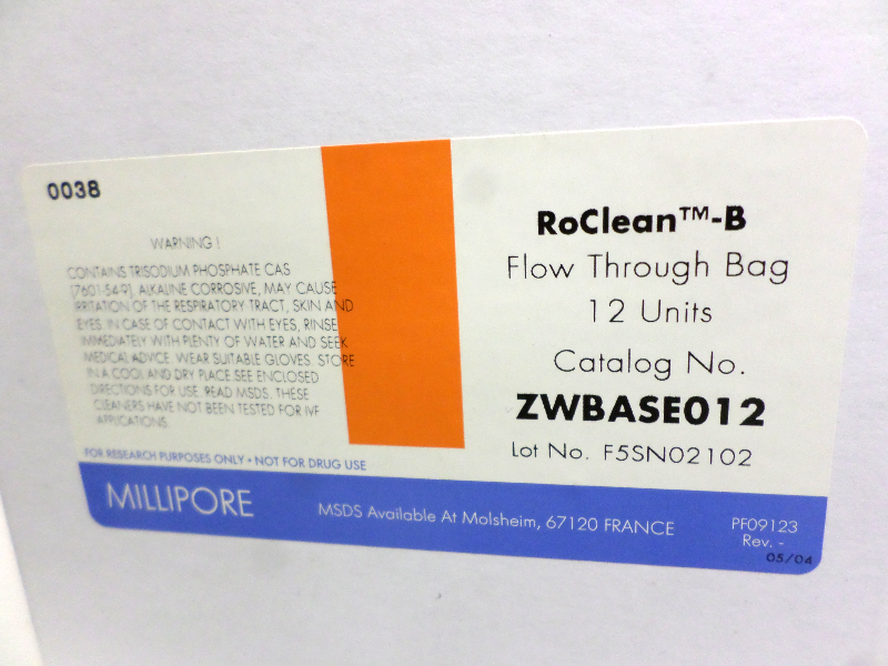 Box of 12 units EMD Millipore RoClean -B Catlog # ZWBASE012 Cleaning ...