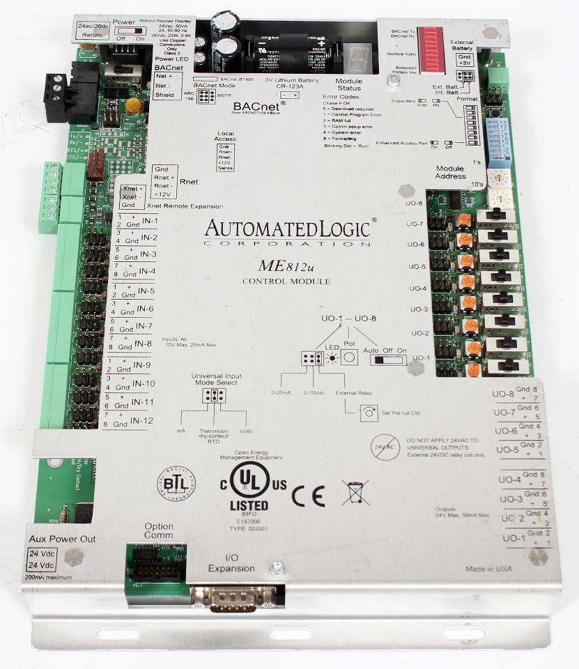 Automated Logic ME812u BACnet Control Module - 8 UOS 12 UIS I/O ALC ...