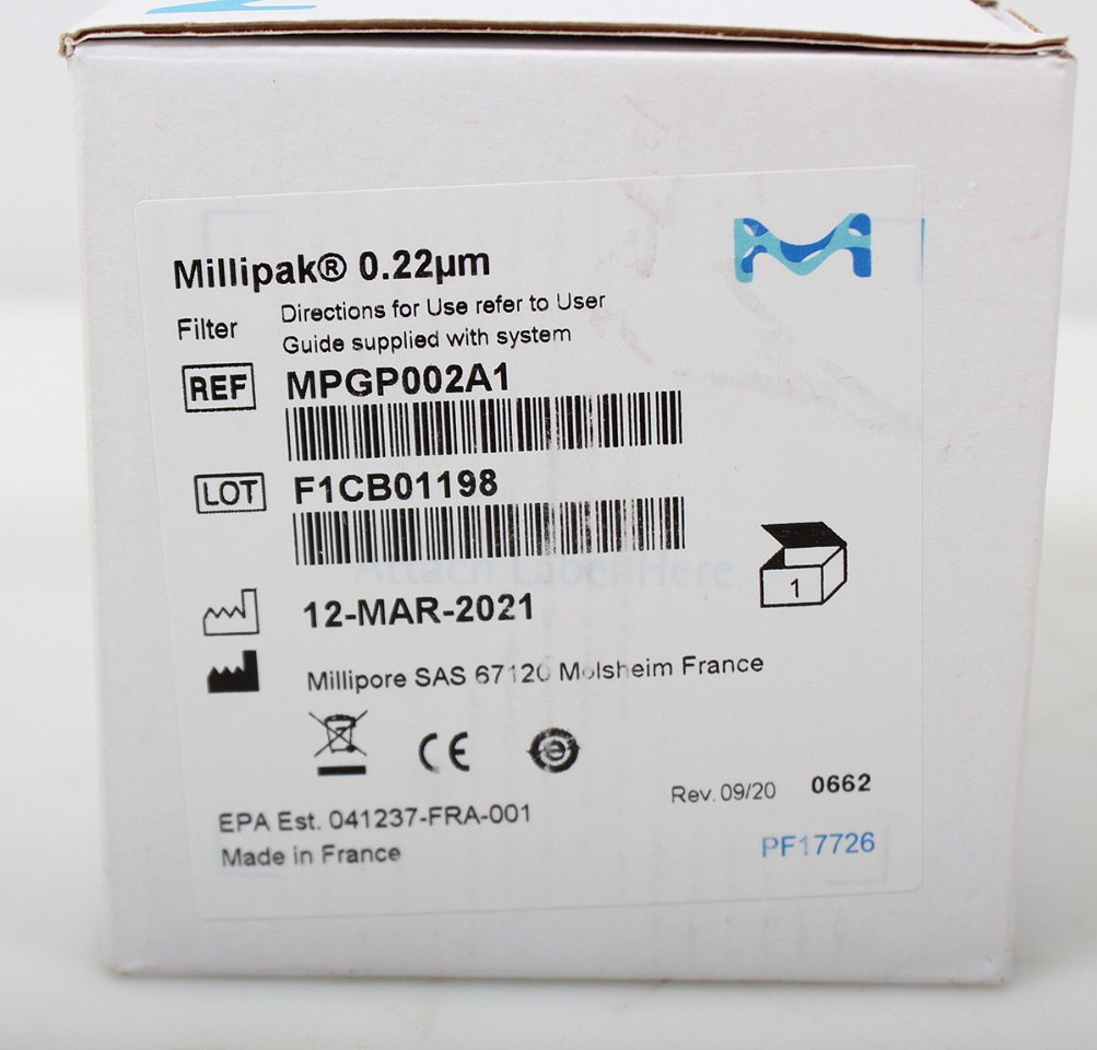 New Millipore Mpgp002a1 Millipak 0 22 µm Filter Socotek Llc