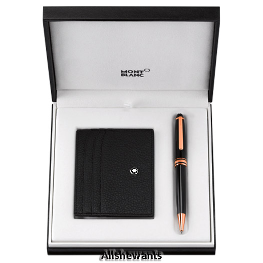 NEW MONTBLANC GIFT SET Red Gold Classique Ballpoint Pen and Pocket ...