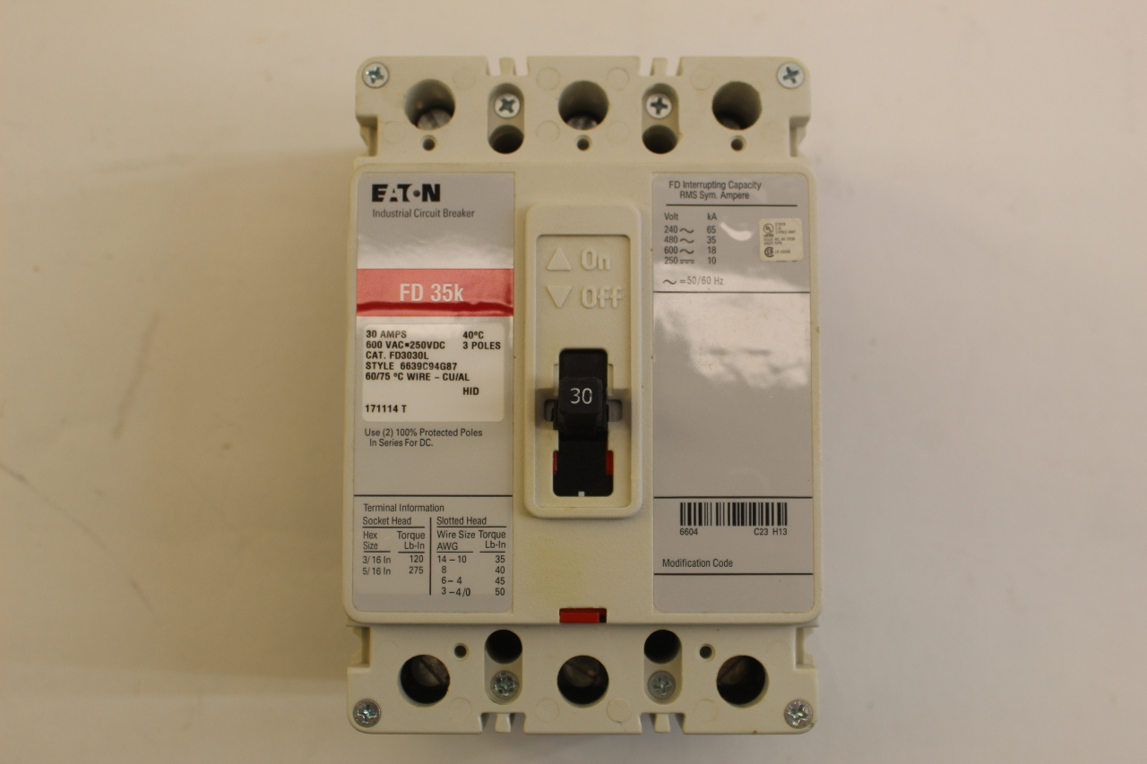 Eaton FD3030L Ser C Industrial Circuit Breaker | PLC Surplus Supply, LLC