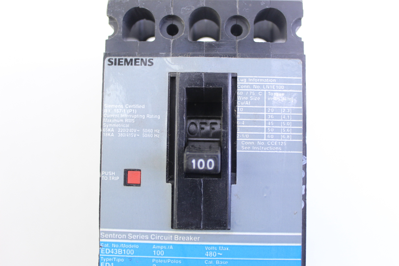 Siemens ED43B100 Sentron Series Circuit Breaker | PLC Surplus Supply, LLC