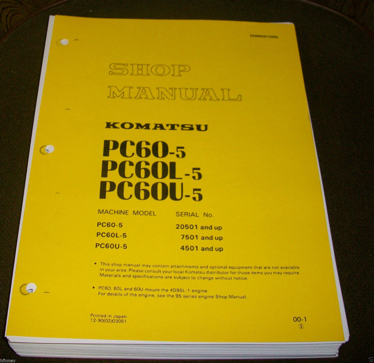 KOMATSU PC60-5 PC60 Hydraulic Excavator Service Shop Repair Manual Book ...