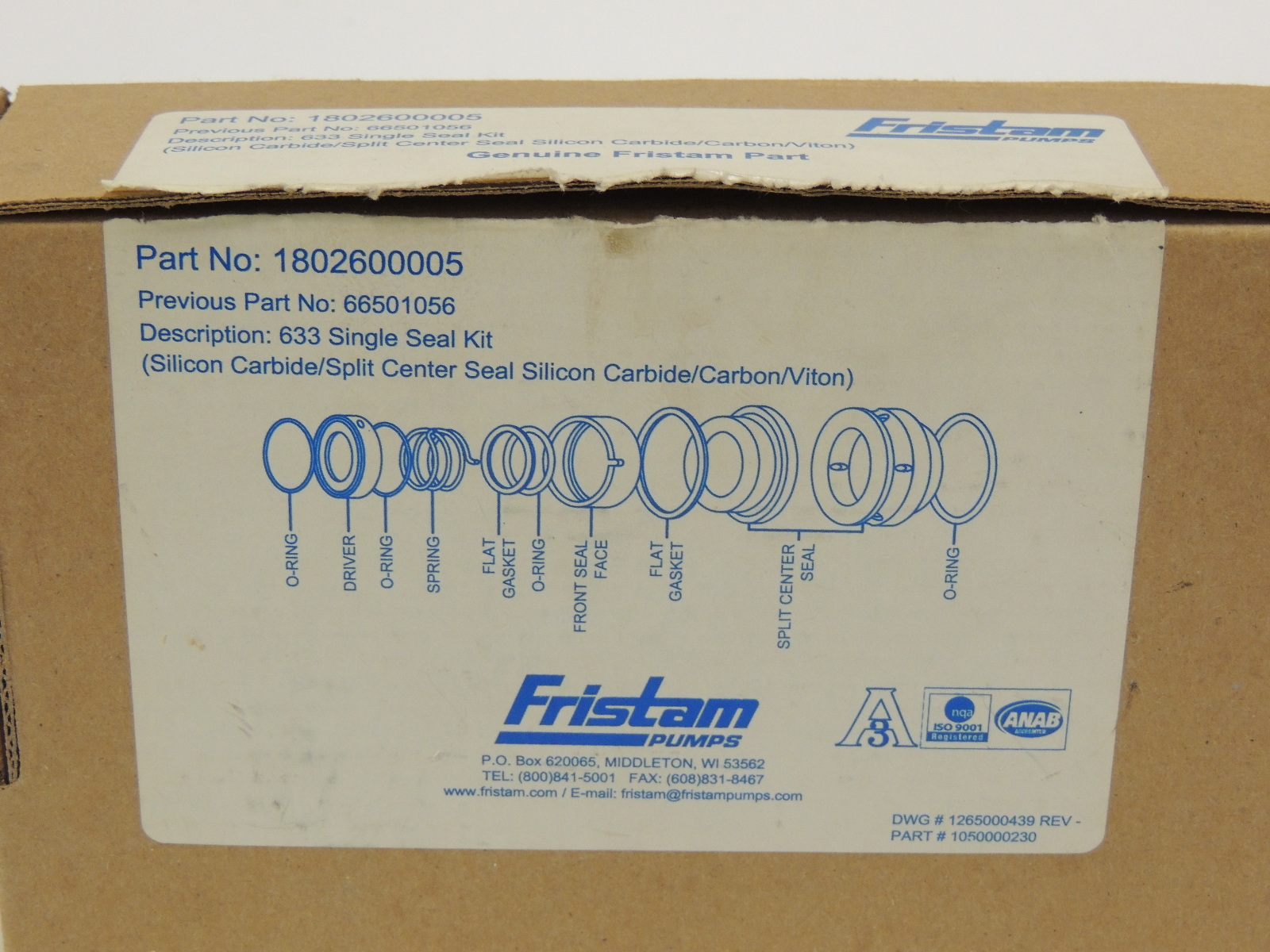 New Fristam Pumps Single Seal Kit 1802600005 | Industrial Solutions ...