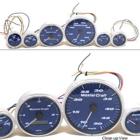 MEDALLION MASTERCRAFT 6 PIECE BACK MOUNT BLUE BOAT GAUGE SET | eBay