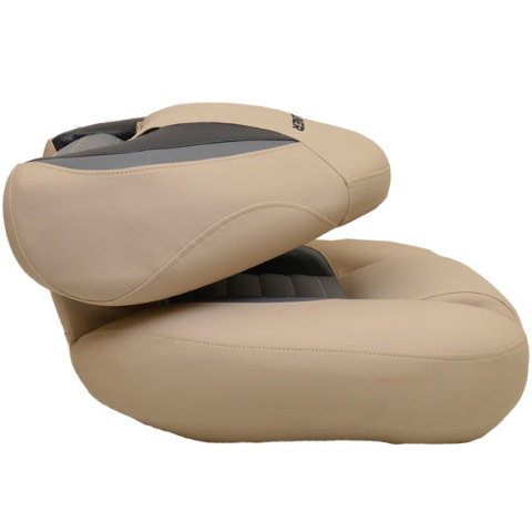 Crestliner Boat Folding Fishing Seat | Tan Gray Carbon Fiber Vinyl | eBay