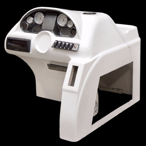 Deluxe Custom White Fiberglass Marine Pontoon Boat Steering Console w ...
