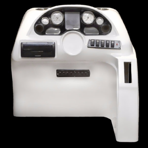 Deluxe Custom White Fiberglass Marine Pontoon Boat Steering Console w ...